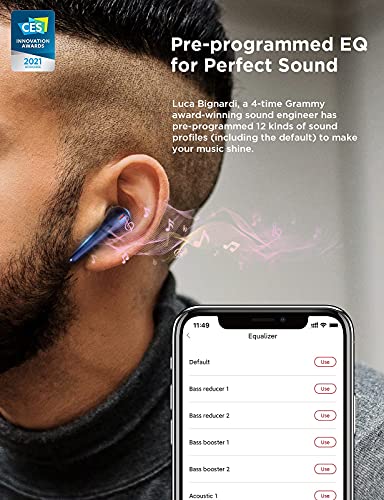 1MORE ComfoBuds Pro Noise Cancelling Earbuds, ANC True Wireless Earbuds Bluetooth 5.0, Multi Modes, Personalized EQ, 6 Mics, 28H Playtime, Fast Charge, in Ear Bluetooth Headphones, Blue
