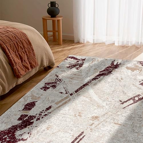 RUG BRANCH Cascade Contemporary Coastal Red Beige Indoor Area Rug for Living Room, Bedroom, Dining Room, and Kitchen - 8' x 10' (7'9" X 10'9")