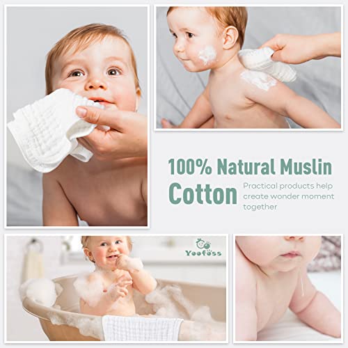 Yoofoss Muslin Burp Cloths 10 Pack Baby Washcloths Large 20''X10'' 100% Cotton 6 Layers Super Soft and Absorbent - White
