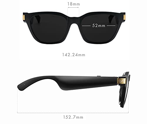 Flows Bandwidth - Smart Bluetooth Audio Sunglasses with Open Ear Headphones - Voice Control - Polarized UVA/UVB Lenses - For Men and Women - Prescription (Rx) Ready - Bruno Frames (Black)