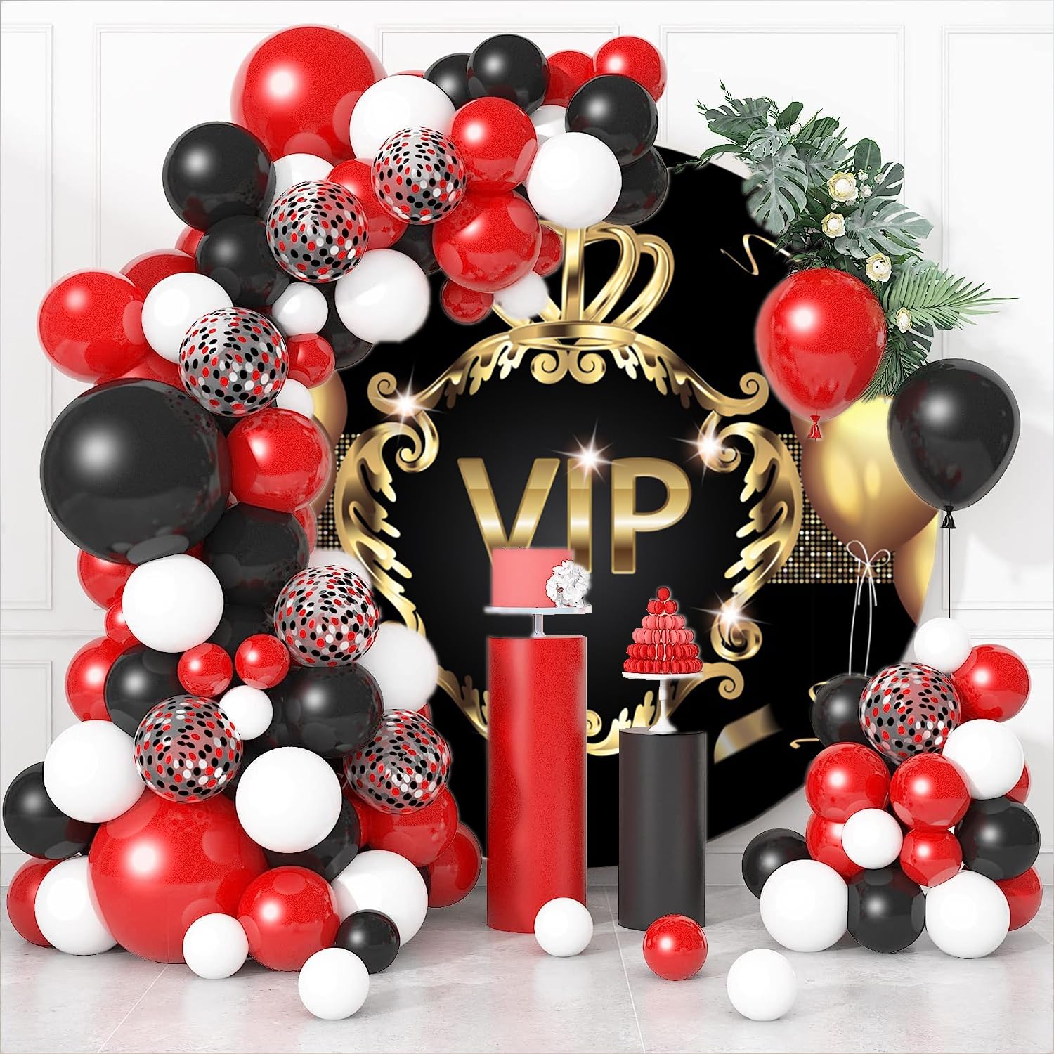 Renaiss Gold VIP Party Round Backdrop Cover 3.2 ft Red Carpet Stars Event Ceremony Celebrity Polyester Circle Photography Background Party Decorations Portrait Photo Prop