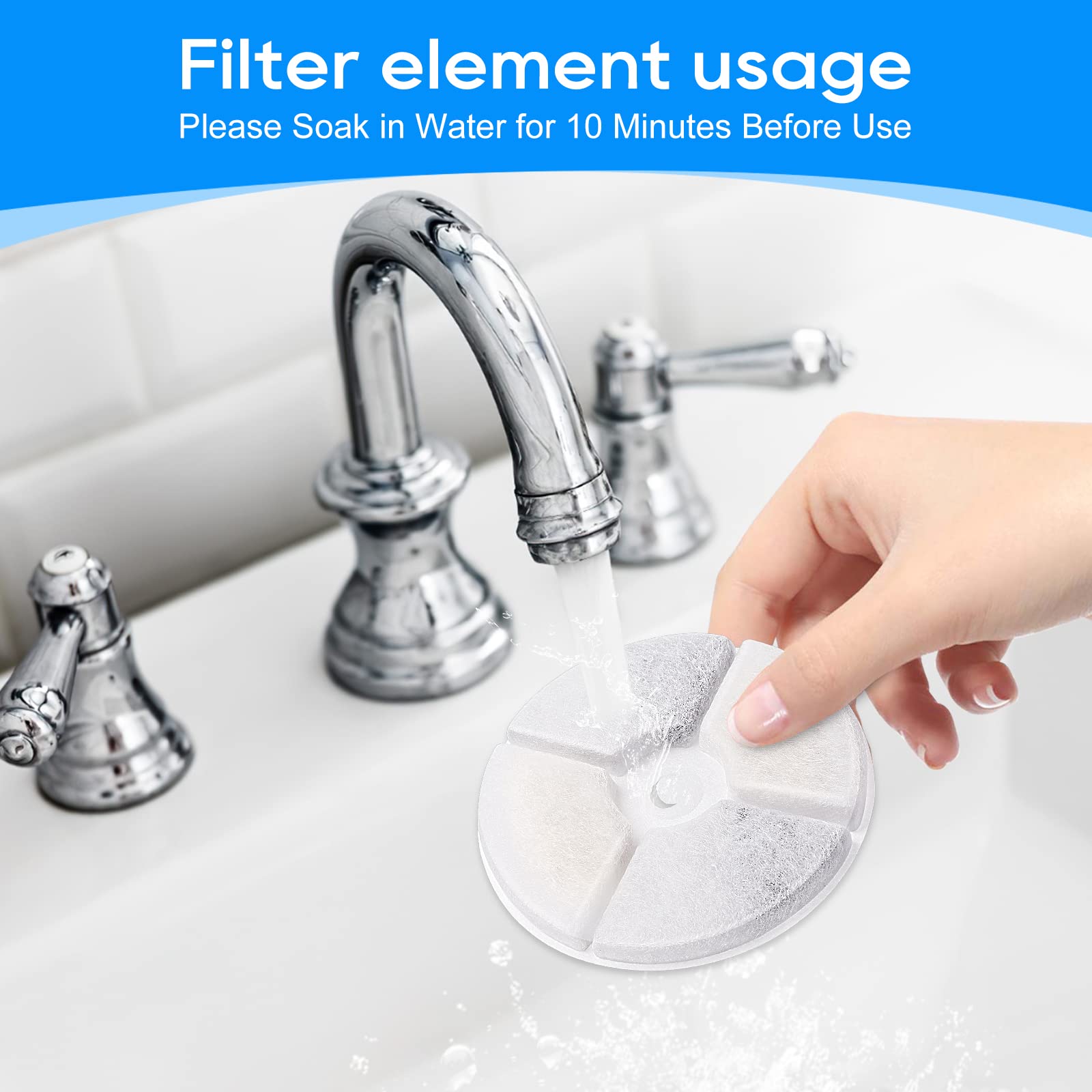 MyfatBOSS Cat Water Fountain Filter, 16 Pack Pet Fountain Filters, Pet Fountain Filter Replacement, Cat Water Filter Replacement for Pet Water Fountain