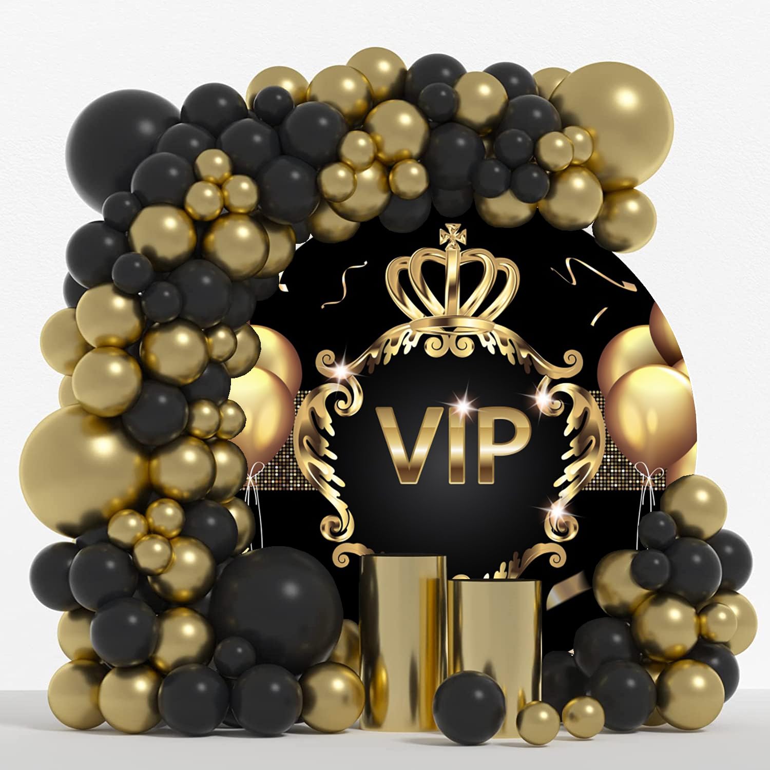 Renaiss Gold VIP Party Round Backdrop Cover 3.2 ft Red Carpet Stars Event Ceremony Celebrity Polyester Circle Photography Background Party Decorations Portrait Photo Prop