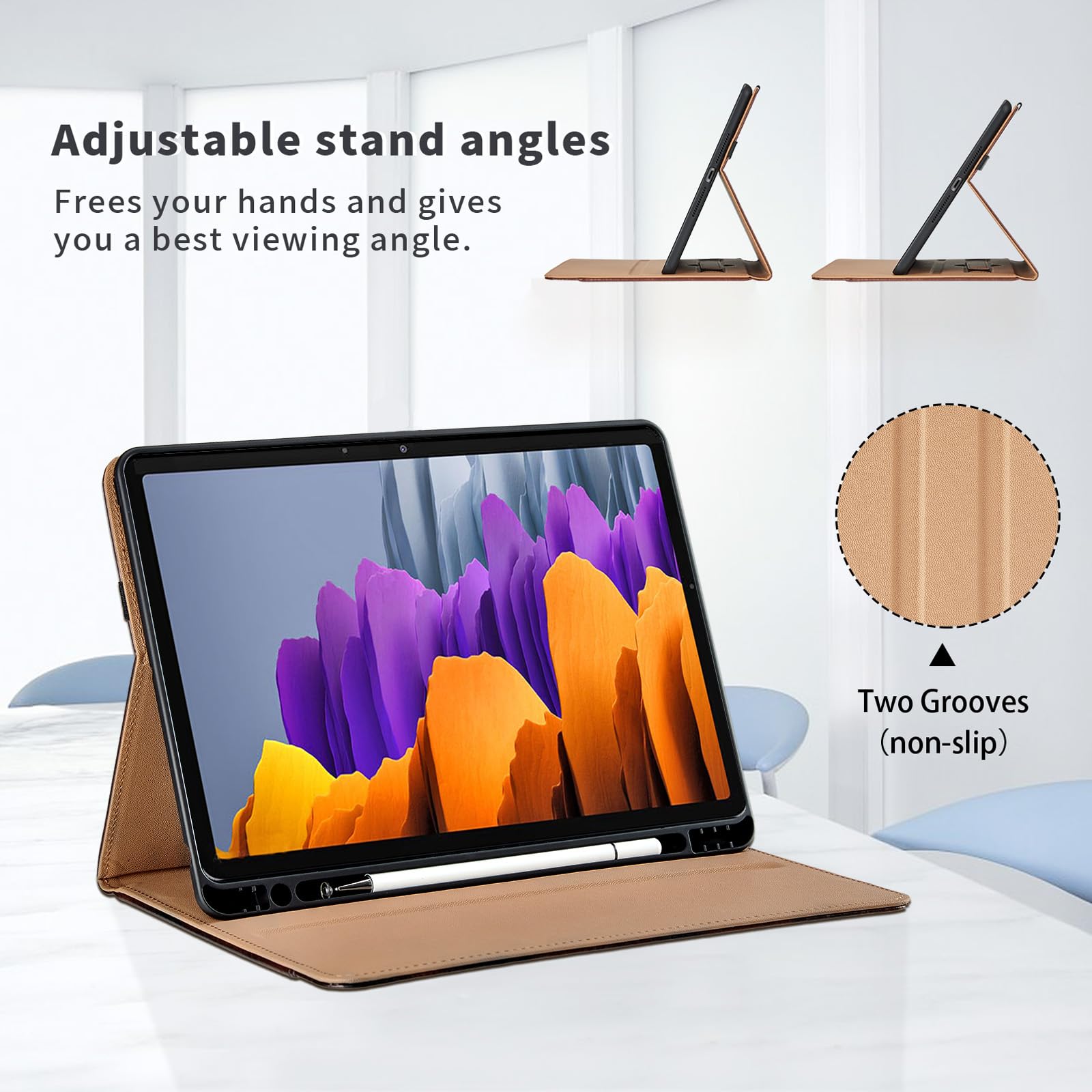 Case for Samsung Galaxy Tab S8 2022/S7 2020 11 Inch - Model(SM-X700/X706/T870/T875/T878) with S Pen Holder, PU Leather Bussiness Flip Case with Hand Strap and Pocket, Black