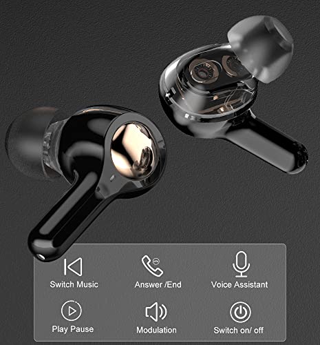 Bluetoth Headphones 4 Dynamic Drivers Wireless Earbuds 40Hrs Playtime with LED Display Charging Case Touch Control in-Ear Earphones with Mic Premium Deep Bass Headset for Sport Black