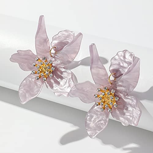 Boho Stud Earrings for Women - Chic Flower Statement Earrings with Gold Flower Bud, Great for Sister, Mom, Lover and Friends