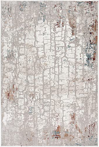 RUG BRANCH Cascade Contemporary Abstract Beige Blue Indoor Area Rug for Living Room, Bedroom, Dining Room, and Kitchen - 8' x 10' (7'9" X 10'9")
