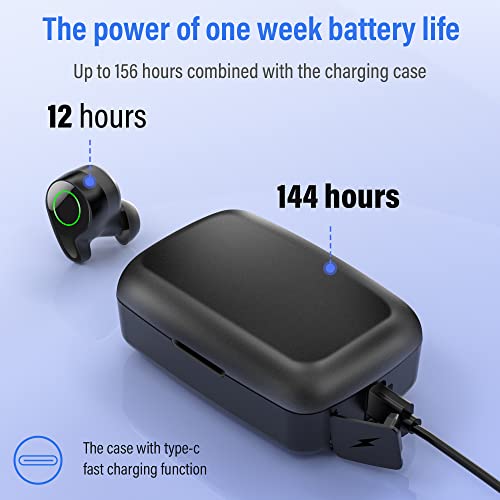 Esiposs Wireless Earbuds, Bluetooth 5.0 Ear Buds 156hr Playtime, in-Ear Headphones with Mic Stereo IPX7 Waterproof Fast Charging Earphones with USB-C LCD Charging Case for iPhone Android