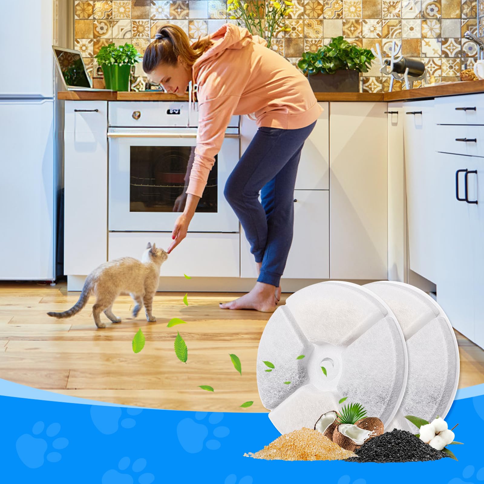 MyfatBOSS Cat Water Fountain Filter, 16 Pack Pet Fountain Filters, Pet Fountain Filter Replacement, Cat Water Filter Replacement for Pet Water Fountain