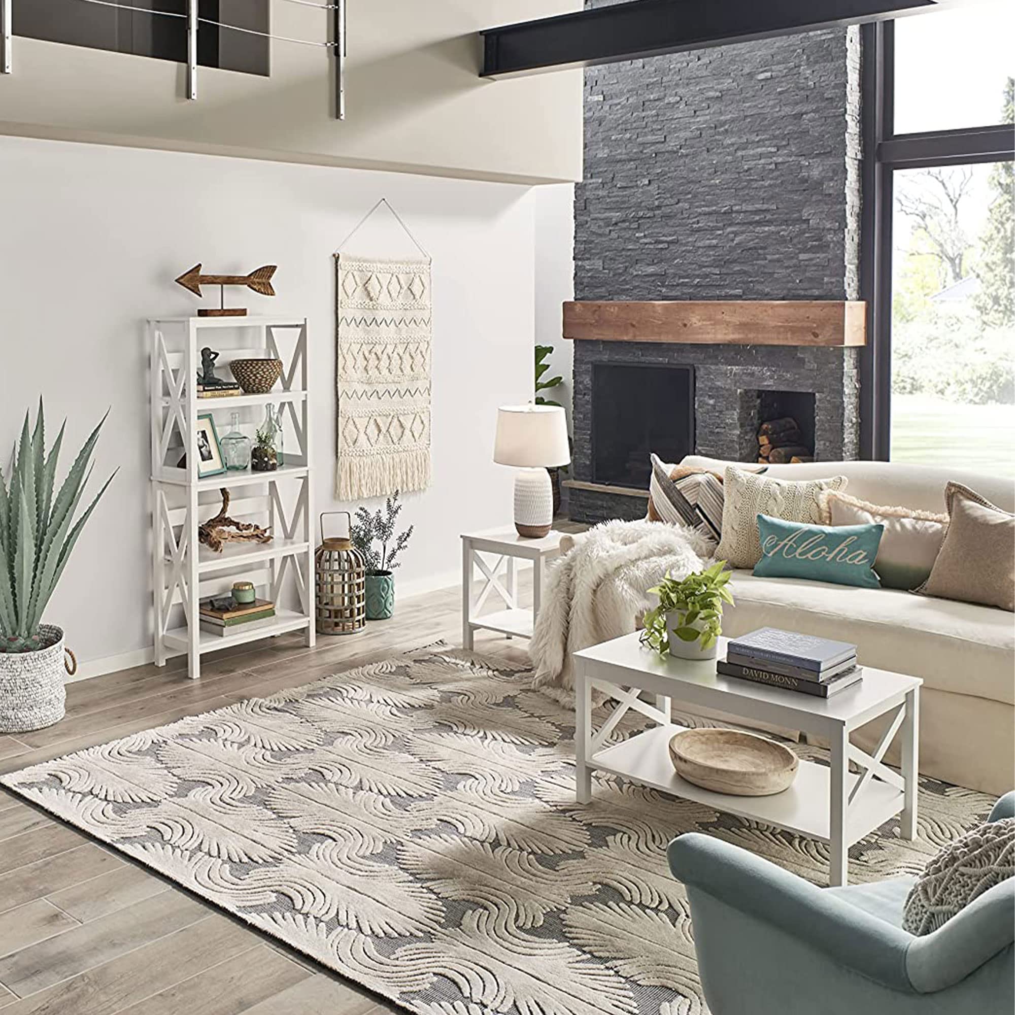 ClosetMaid 3930 X-Frame Design Coffee Table with Shelf, White Wood