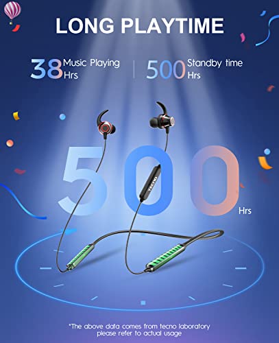 Tecno B1 Bluetooth Headphones, Bluetooth Earbuds Wireless with 38Hrs Playtime, Wireless Bluetooth Headphones for Sports, Sweatproof & IPX5 Waterproof Wireless Headphones(Black)