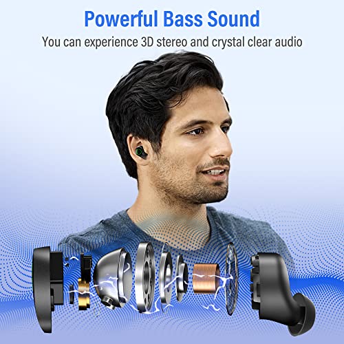 Esiposs Wireless Earbuds, Bluetooth 5.0 Ear Buds 156hr Playtime, in-Ear Headphones with Mic Stereo IPX7 Waterproof Fast Charging Earphones with USB-C LCD Charging Case for iPhone Android