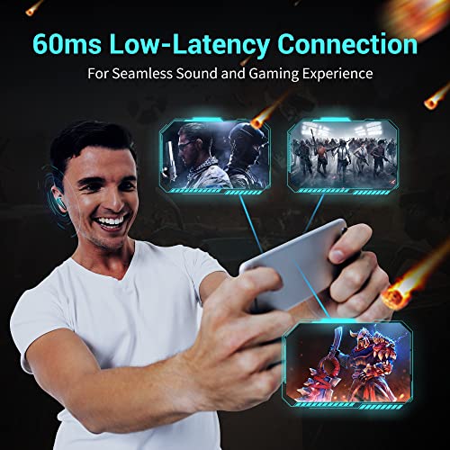 Wireless Earbuds Noise Cancelling,48 Hours Playtime Low latency Gaming Earbuds 5.3 Bluetooth Headphone IPX5 Waterproof Immersive Deep Bass Bluetooth EarBuds Compatible with Apple & Android&PS4/PS5