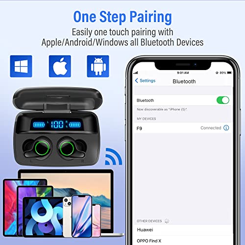 Esiposs Wireless Earbuds, Bluetooth 5.0 Ear Buds 156hr Playtime, in-Ear Headphones with Mic Stereo IPX7 Waterproof Fast Charging Earphones with USB-C LCD Charging Case for iPhone Android