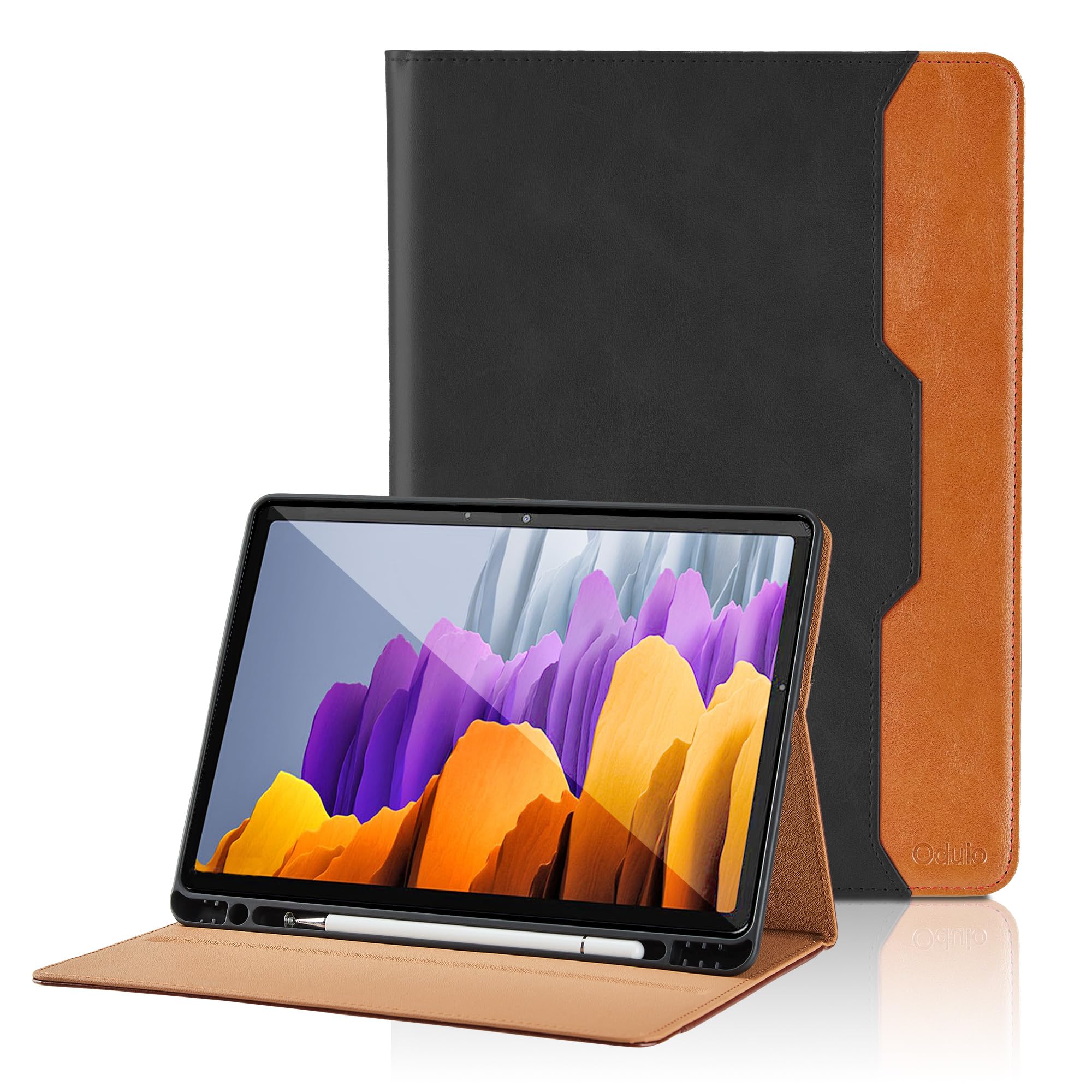 Case for Samsung Galaxy Tab S8 2022/S7 2020 11 Inch - Model(SM-X700/X706/T870/T875/T878) with S Pen Holder, PU Leather Bussiness Flip Case with Hand Strap and Pocket, Black