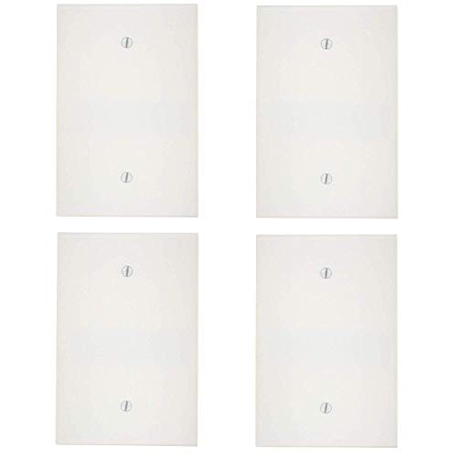 Leviton 88114 002-000 1-Blank Oversized Wall Plate, 1 Gang, 5-1/4 in L X 3-1/2 in W 0.255 in T, Smooth, 4 Pack, White