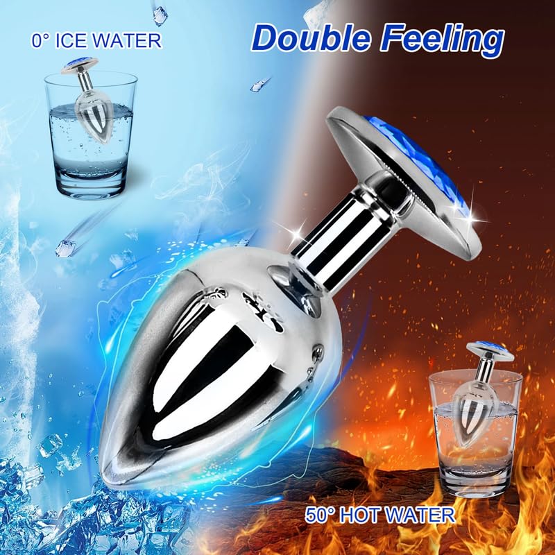 Metal Suction Cup Realistic Classic Jewelry Crystal Diamond Beginner Plug Double Headed Solid Stainless Steel in Diamonds (Blue) Suitable for Men and Women - hPKhx25-7