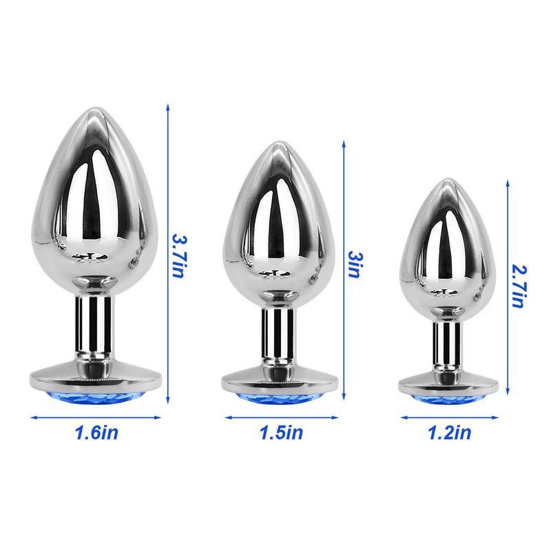 Metal Suction Cup Realistic Classic Jewelry Crystal Diamond Beginner Plug Double Headed Solid Stainless Steel in Diamonds (Blue) Suitable for Men and Women - hPKhx25-7