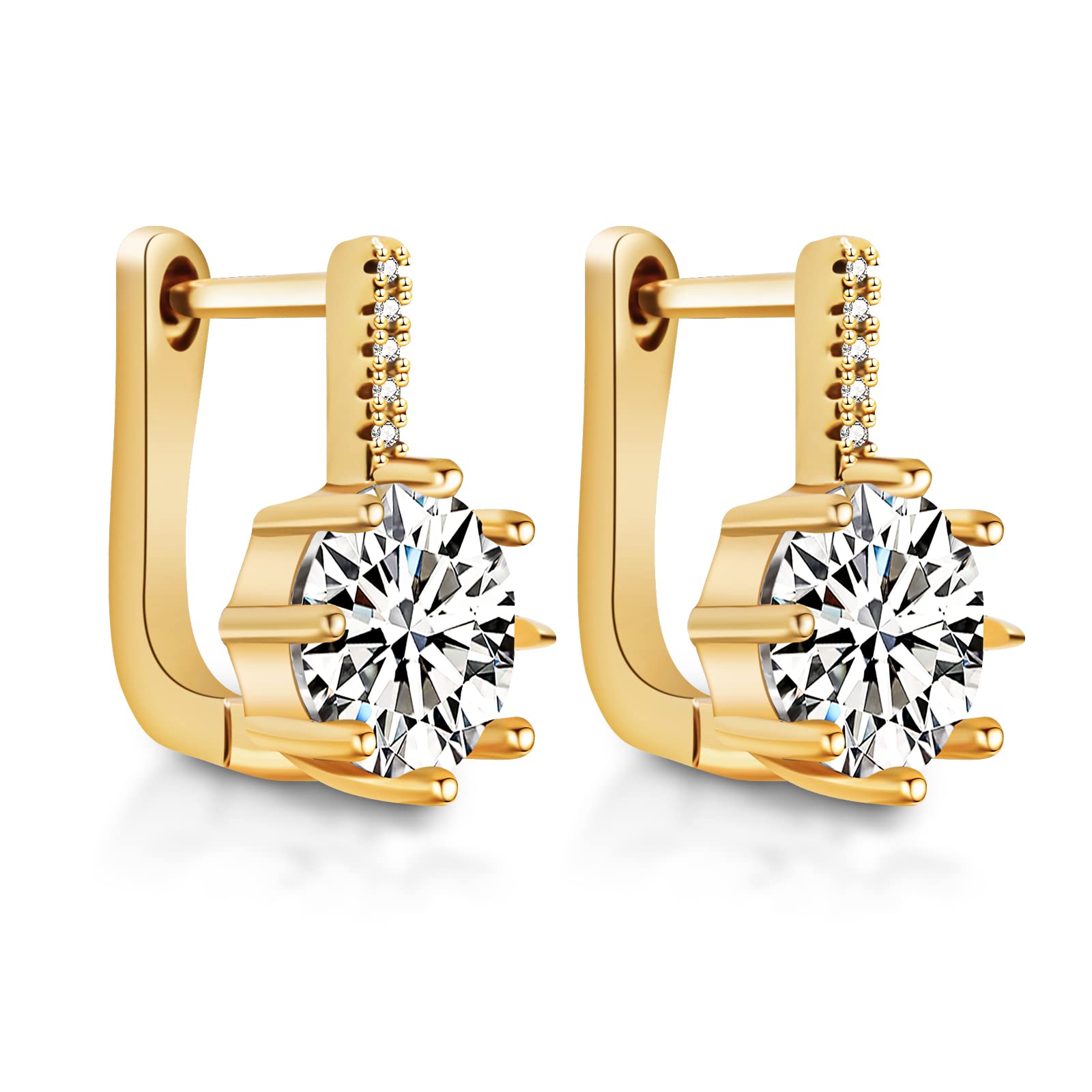 LINKTION Gold Earrings for Women Trendy, 14k Gold Hoop Plated Drop Dangle Earrings for Women Mens and Teacher, Ear Buds Cute Hypoallergenic Earrings Ear Studs Lightweight Jewelry Gift