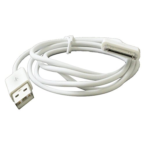 EVERMARKET 6 Feet Replacement White USB Charger Data Sync Cable for Apple iPhone 4, 4s, 3G, 3GS, 2G, iPad 1/2/3 iPod Touch, iPod Nano (1 Pack)
