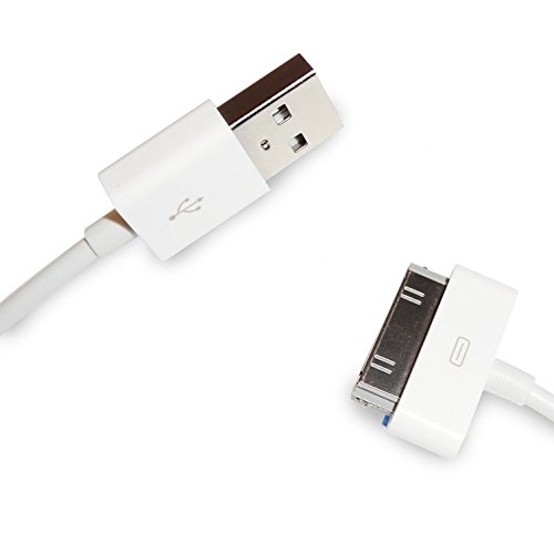 EVERMARKET 6 Feet Replacement White USB Charger Data Sync Cable for Apple iPhone 4, 4s, 3G, 3GS, 2G, iPad 1/2/3 iPod Touch, iPod Nano (1 Pack)