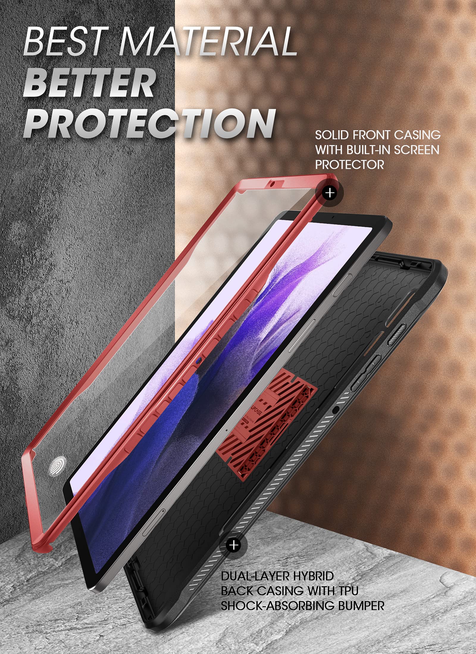 SUPCASE Unicorn Beetle Pro Series Rugged Full Body Protective Case for Samsung Galaxy Tab S7 FE 12.4 inch (2021), Ruddy