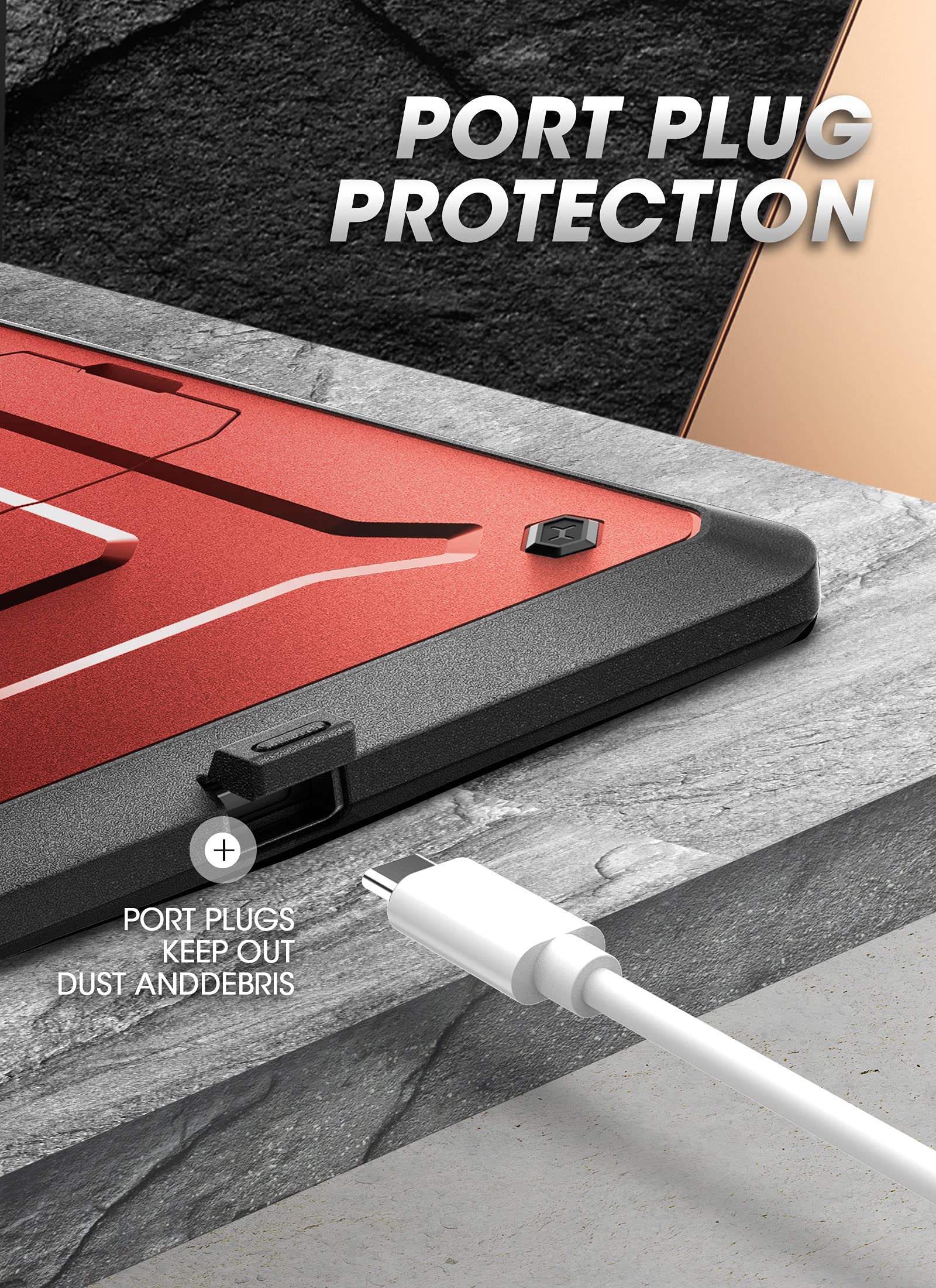 SUPCASE Unicorn Beetle Pro Series Rugged Full Body Protective Case for Samsung Galaxy Tab S7 FE 12.4 inch (2021), Ruddy