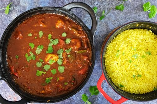 Cast Iron Balti Dish Pot with a Glass Lid, 3 Quart Medium Cast Iron Casserole Dish, Nonstick Handi Cast Iron Kadai Indian, Asian Wok, Dutch Oven