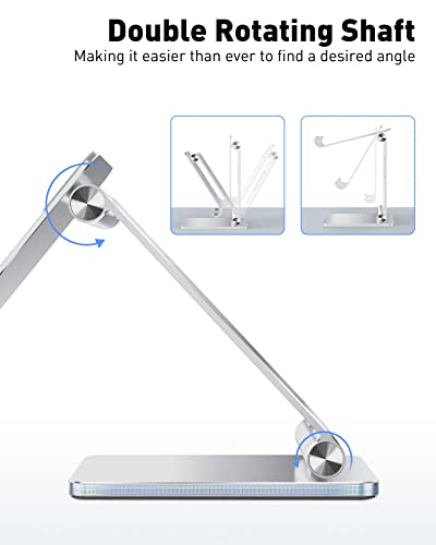 Maxonar Foldable Tablet Stand Holder, Adjustable Tablet Phone Desktop Stand Dock Constructed from Aluminum Compatible with 2022 iPad/iPad Pro, iPad Air/iPad Mini [4.7"-13"], Galaxy Tab S8- Silver
