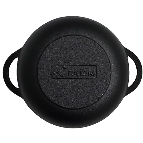 Cast Iron Balti Dish Pot with a Glass Lid, 3 Quart Medium Cast Iron Casserole Dish, Nonstick Handi Cast Iron Kadai Indian, Asian Wok, Dutch Oven