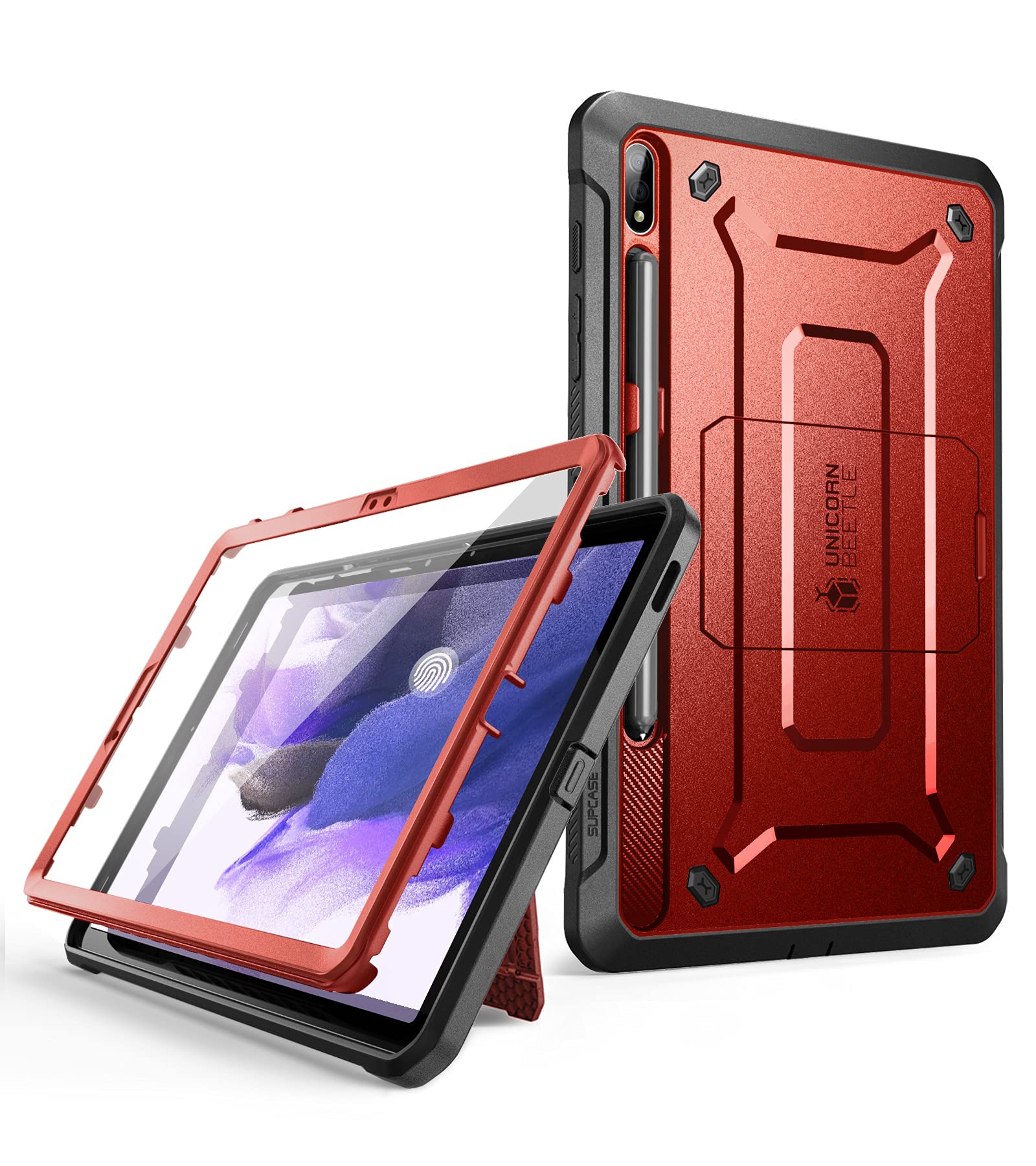 SUPCASE Unicorn Beetle Pro Series Rugged Full Body Protective Case for Samsung Galaxy Tab S7 FE 12.4 inch (2021), Ruddy