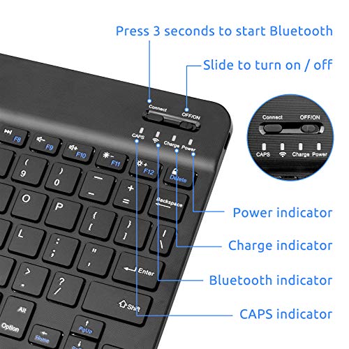 Samsung Galaxy Tab S7/S8/S9 Wireless Keyboard,Universal Slim Portable Bluetooth Keyboard Compatible with Samsung Galaxy Tab S7/S8/S9 Keyboard with Built in Rechargeable Battery,Black