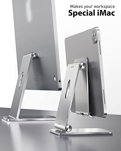 Maxonar Foldable Tablet Stand Holder, Adjustable Tablet Phone Desktop Stand Dock Constructed from Aluminum Compatible with 2022 iPad/iPad Pro, iPad Air/iPad Mini [4.7"-13"], Galaxy Tab S8- Silver