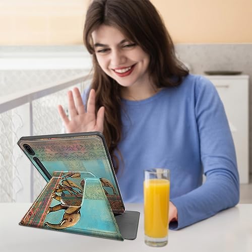for Samsung Galaxy Tab S8 Plus 2022/S7 FE 2021/S7 Plus 2020 12.4 Inch Case, 360 Degree Rotating Cover,PU Leather Folding Stand Cover with Auto Wake/Sleep,Mural Elephant