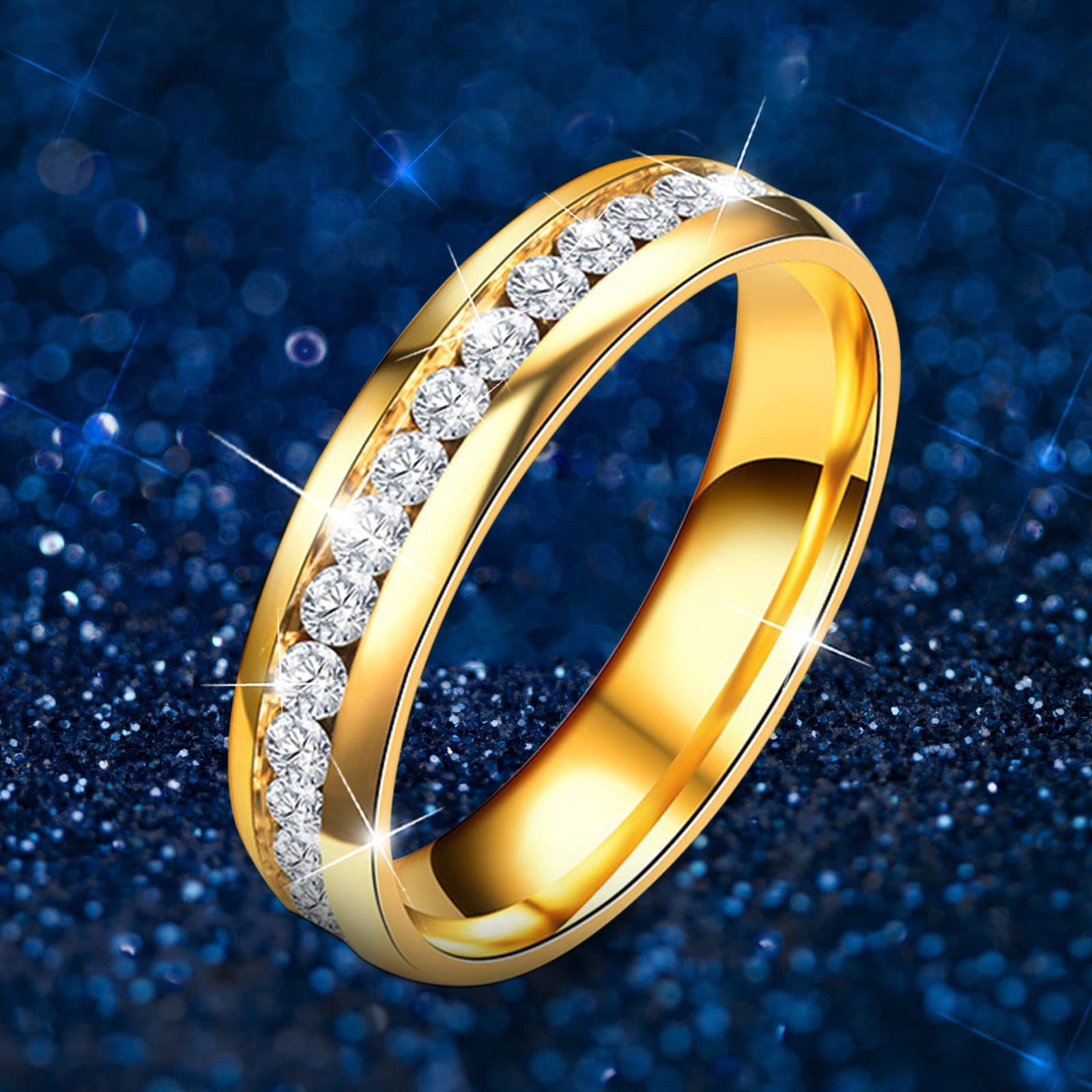 LOYE Cute Size 4.5 Rings 6MM Titanium Steel Diamond Sandblasted Rings Wedding Band Rings For Women Cock Ring Set