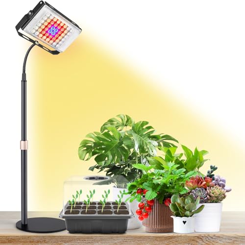 LORDEM Plant Grow Light, Full Spectrum Desk Light, Angle & Height Adjustable LED Growing Lamp with On/Off Switch, 9.5-15.4 inches