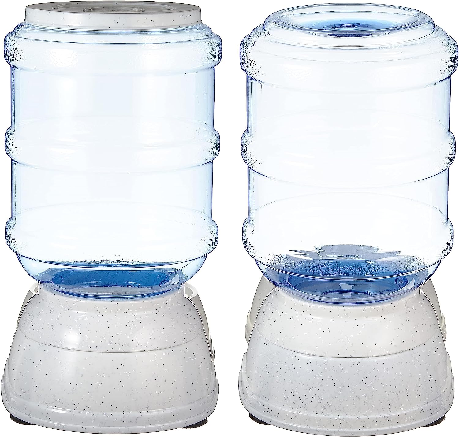 Amazon Basics Automatic Dog Cat Water Dispenser Gravity Feeder Set, Small, 6-Pound Food Capacity, 1-Gallon, Gray