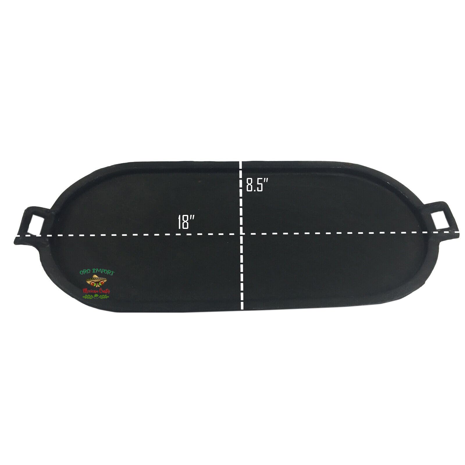 Oro Import Cast Iron Griddle Round Comal Fajitas (18 Inches Oval)