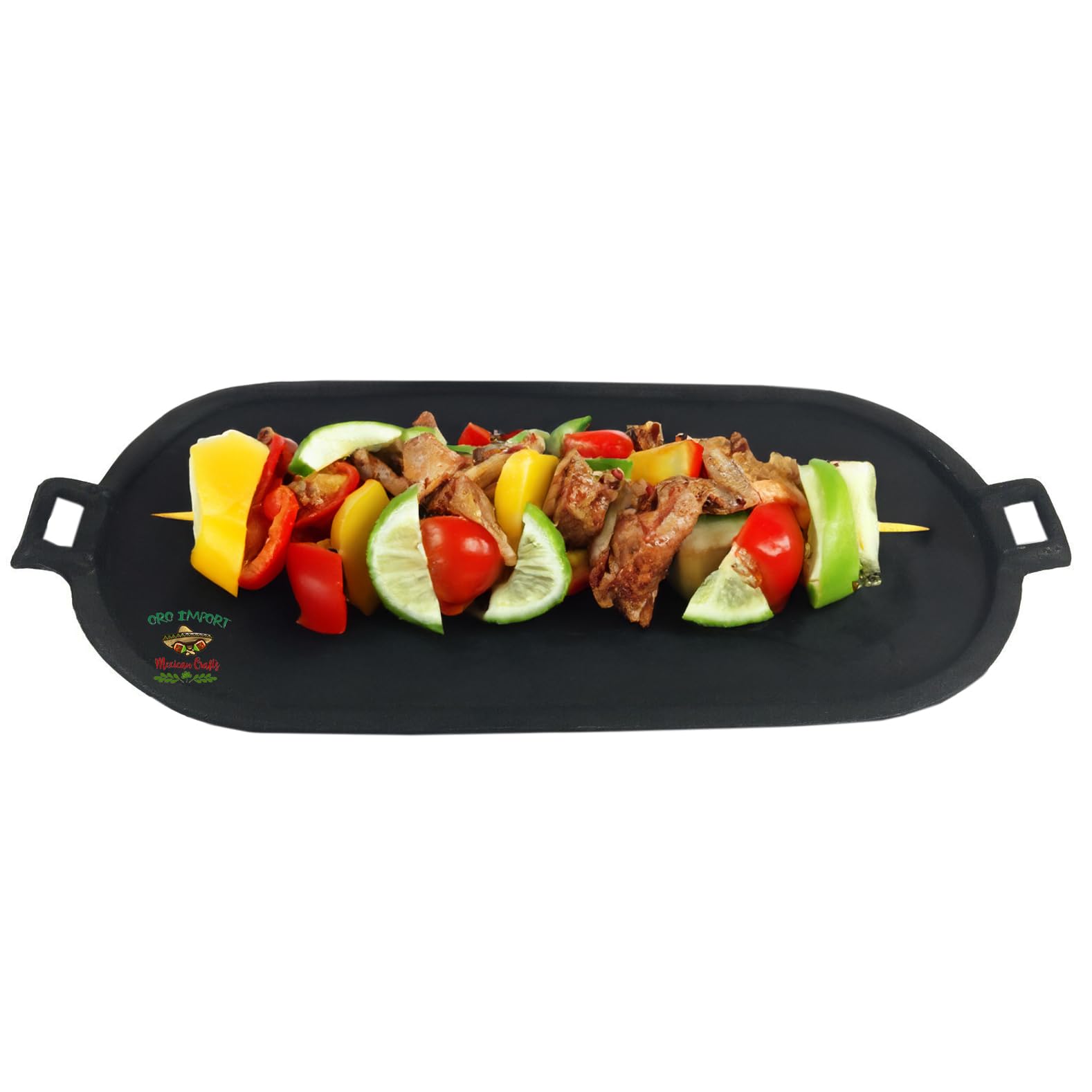 Oro Import Cast Iron Griddle Round Comal Fajitas (18 Inches Oval)