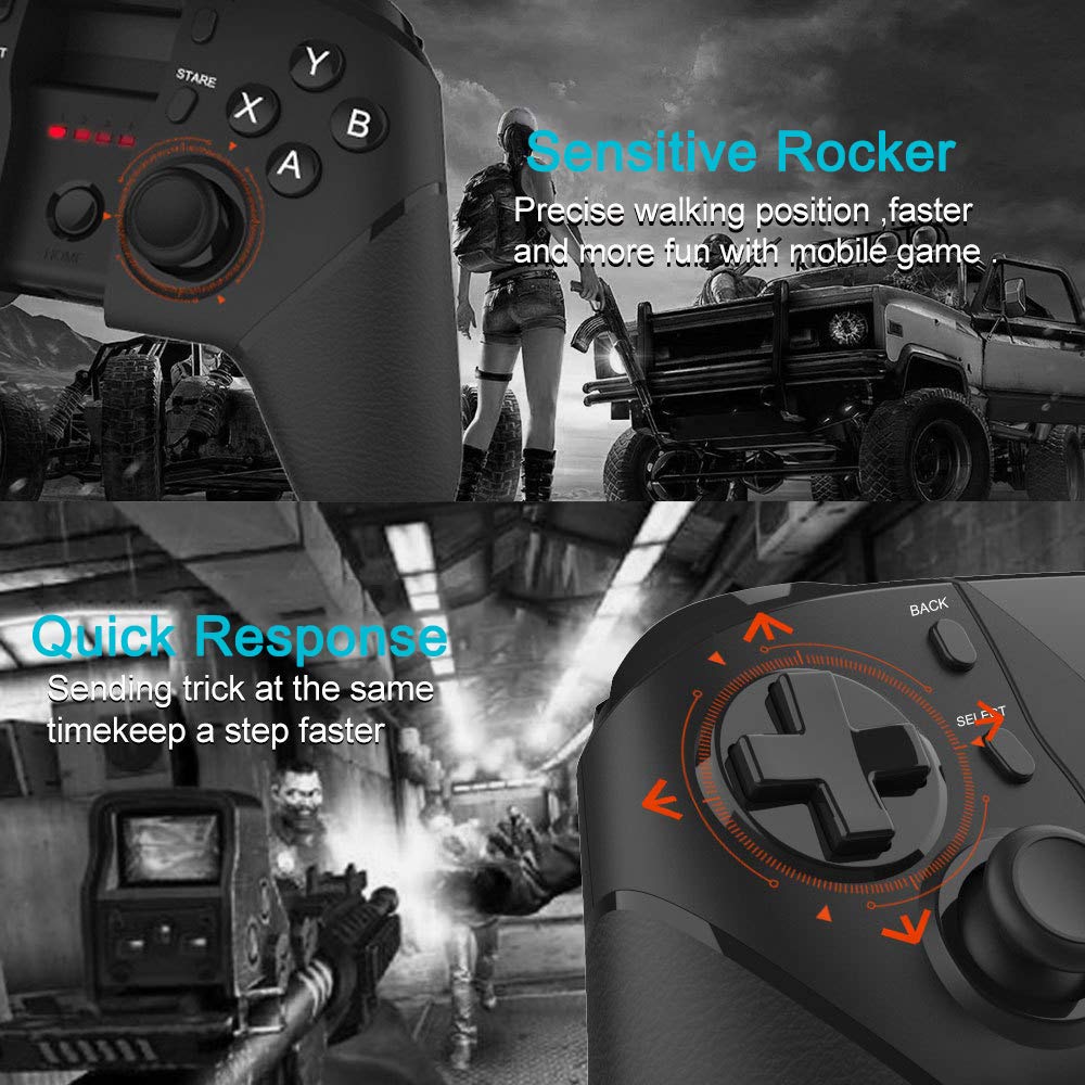 Megadream Wireless Game Controller for Android Phone Tablet, Wireless Key Mapping Gamepad Joystick Phone Holder Trigger Perfect for PUBG & Fotnite & More, Samsung Galaxy HTC LG Other Phone