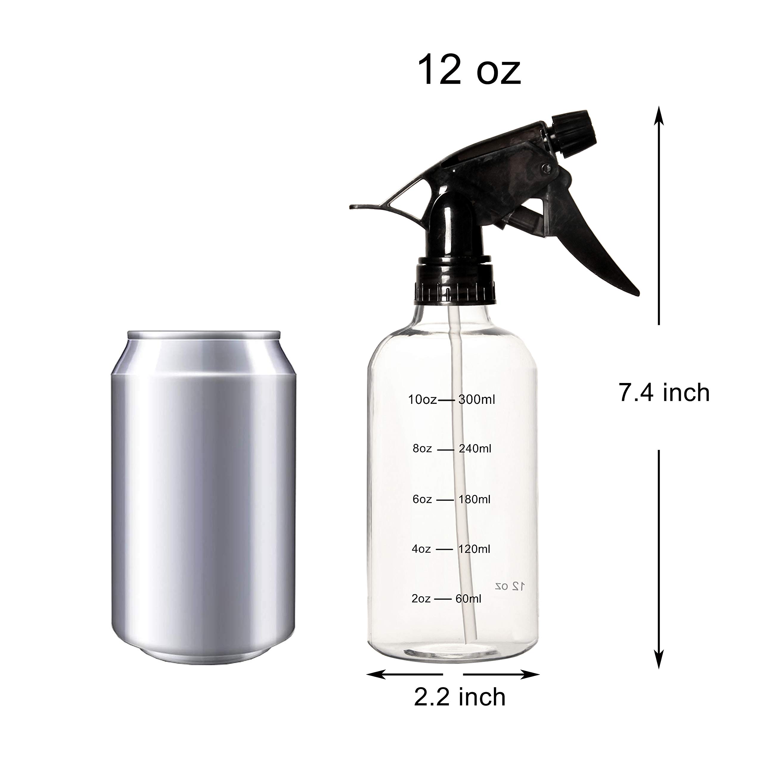 Youngever 6 Pack Empty Plastic Spray Bottles, Spray Bottles for Hair and Cleaning Solutions (12oz)