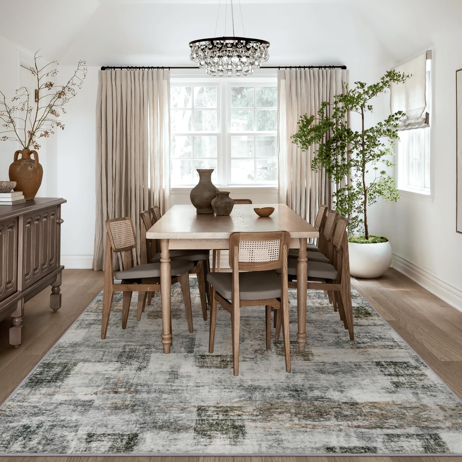 Area Rug Living Room Rugs 8x10 Washable: Soft Modern Abstract Fluffy Rug with Non-Slip Backing, Indoor Plush Throw Rug Large Accent Carpet for Bedroom Dining Room Nursery - Gray