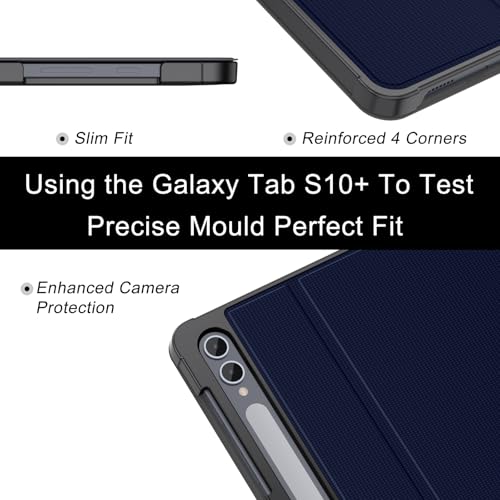 Soke Case for Samsung Galaxy Tab S10 Plus/Tab S9 Plus/S8+/S7 FE/S7+ 12.4-inch with S Pen Holder, Shockproof Stand Folio Cover for Galaxy Tablet S10 2024 12.4", Dark Blue
