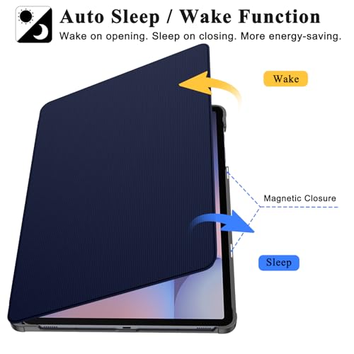 Soke Case for Samsung Galaxy Tab S10 Plus/Tab S9 Plus/S8+/S7 FE/S7+ 12.4-inch with S Pen Holder, Shockproof Stand Folio Cover for Galaxy Tablet S10 2024 12.4", Dark Blue