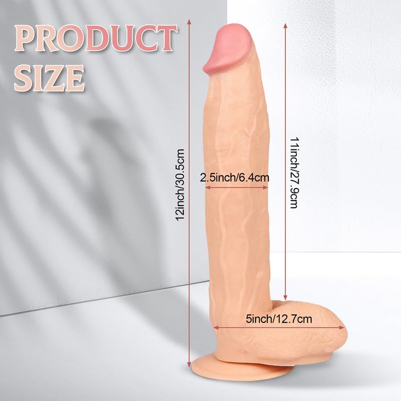 Used for Couple in The Bedroom and Everywhere You Wanted, Soft Silicone Suction Cup Realistic Classic Wand (12 inches) - XjmFj26-8