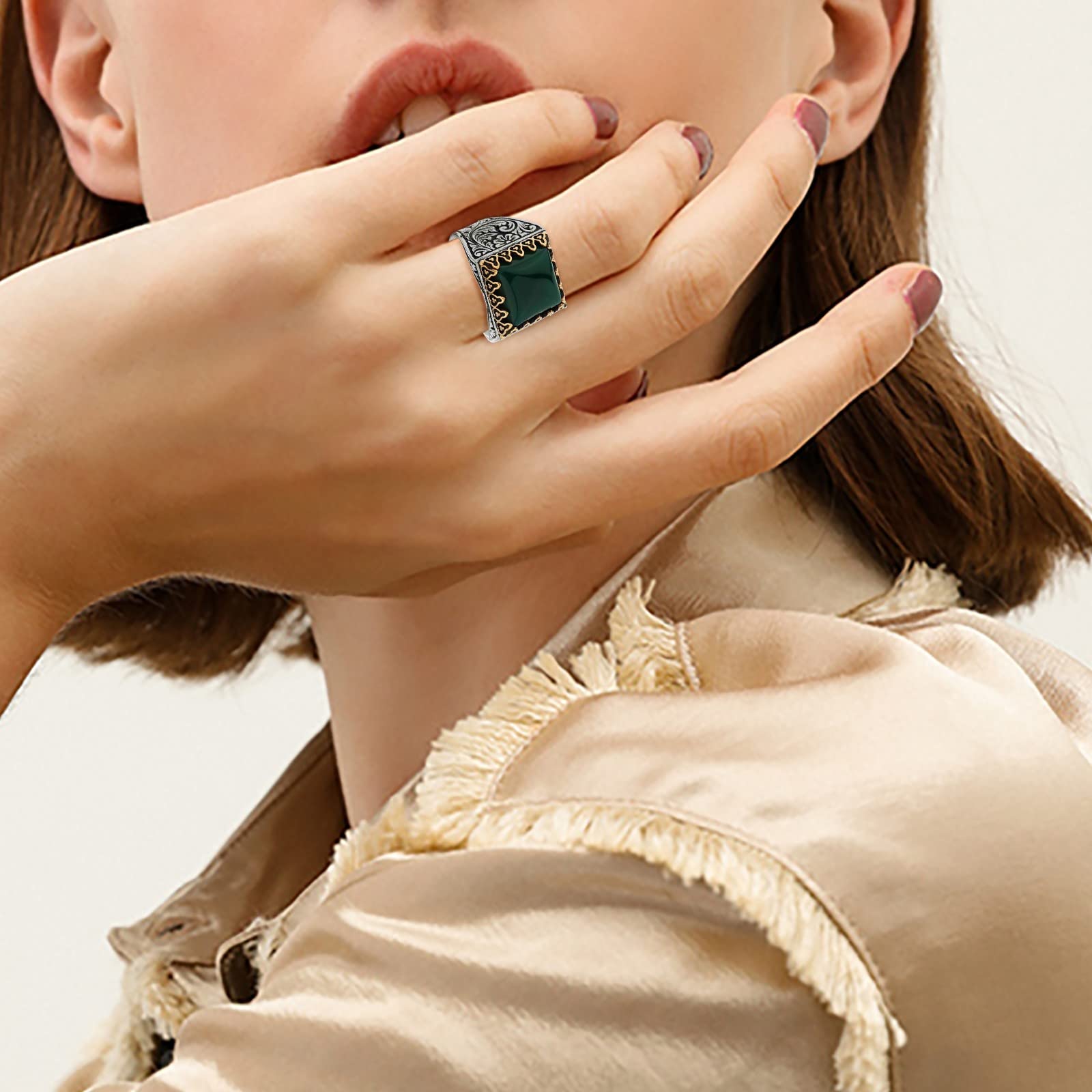 LOYE Rose Statement Ring Engagement Jewelry Ring Ring Women's Inlaid Fashion Personality Diamond Ring Cock Ring Set