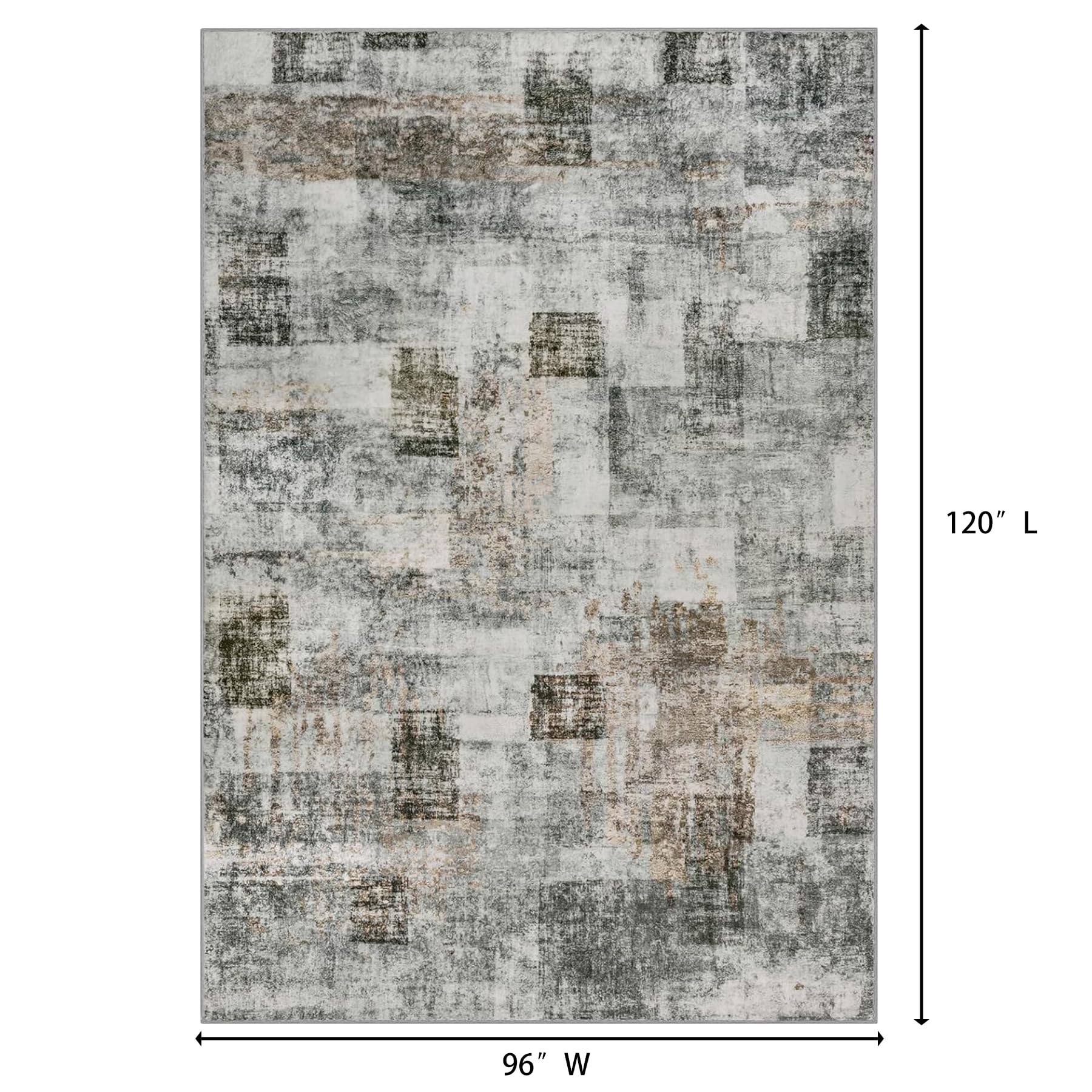 Area Rug Living Room Rugs 8x10 Washable: Soft Modern Abstract Fluffy Rug with Non-Slip Backing, Indoor Plush Throw Rug Large Accent Carpet for Bedroom Dining Room Nursery - Gray