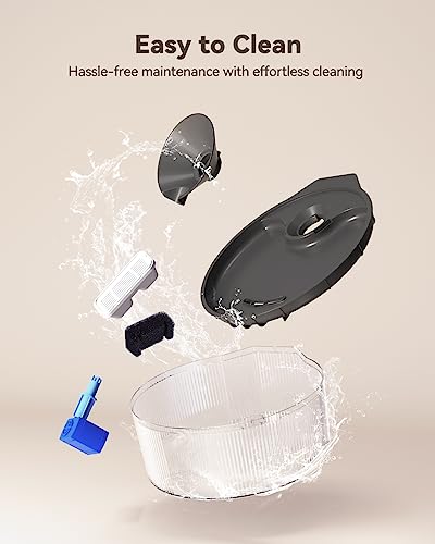 Dog Water Fountain Dispenser for Large Dogs - Automatic Bowl Cat Fountain Inside - Big 168oz/5L with 3 Replacement Filters - Grey (NR-5L-3+3)