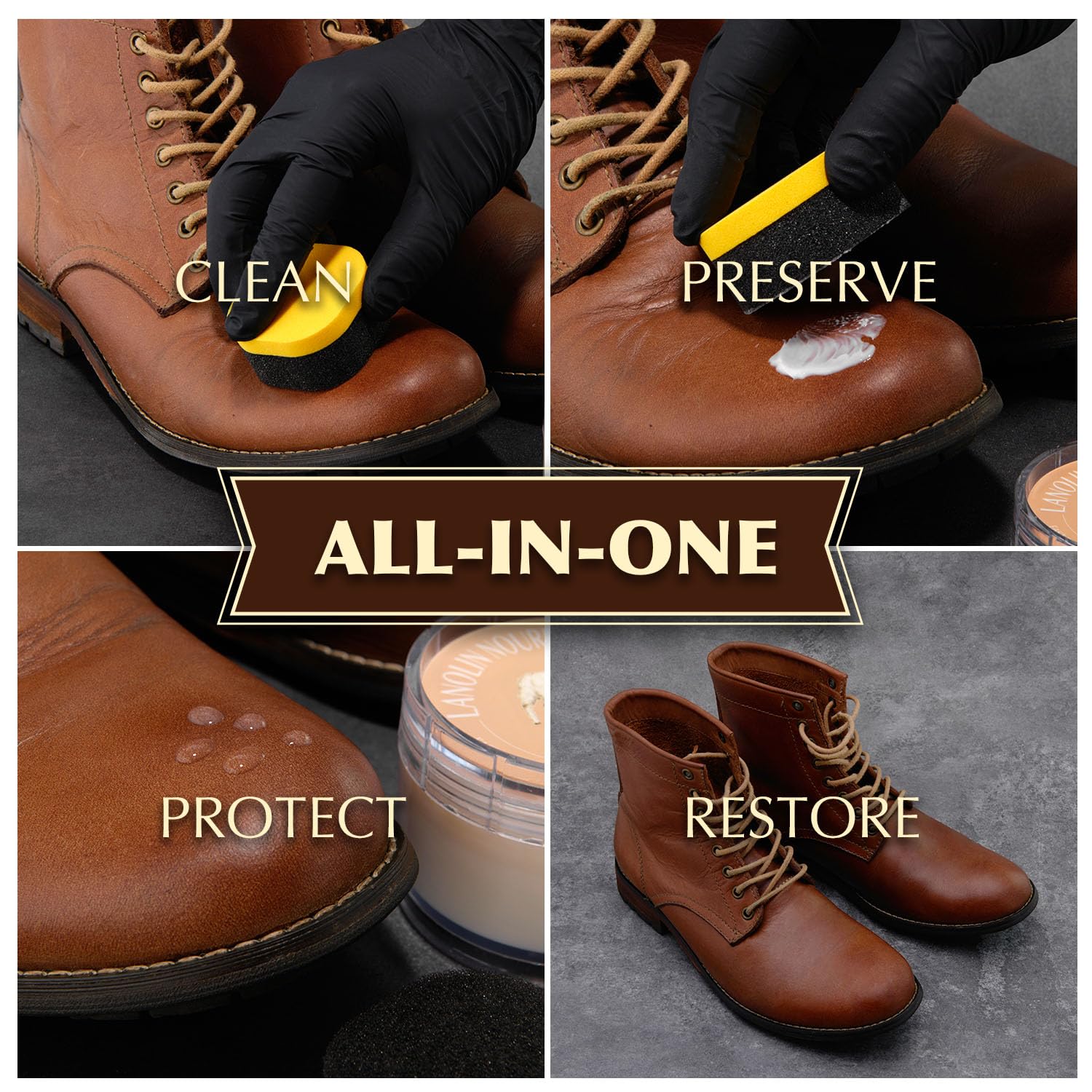 SALTY FISH Shoe Polish with Shoe Shine Sponge Applicator (Black)