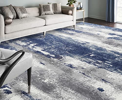 BEIMO Area Rugs for Bedroom Living Room Machine Washable Large Modern Abstract Print Soft Entryway Runner Rug, Non Slip Carpet with Gripper, Blue 8x10